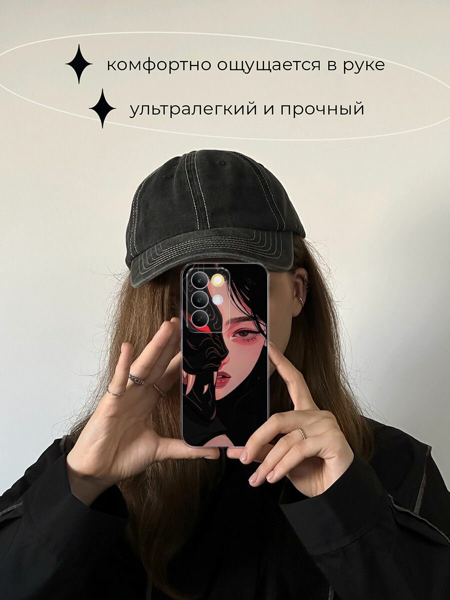 Силиконовый чехол на Realme C85 / Реалми C85 с принтом Девушка с маской — фото 1