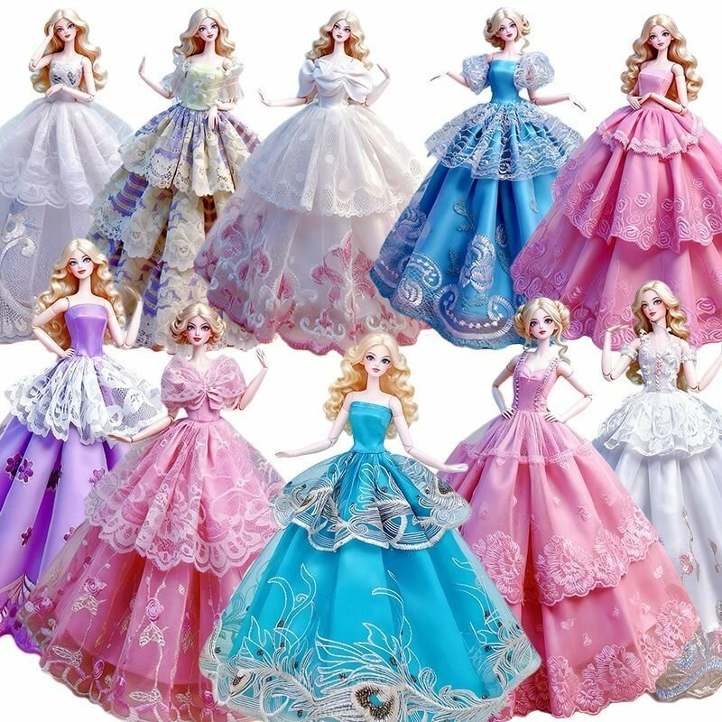 10 шт платье с цветочным кружевом для куклы Barbie Барби