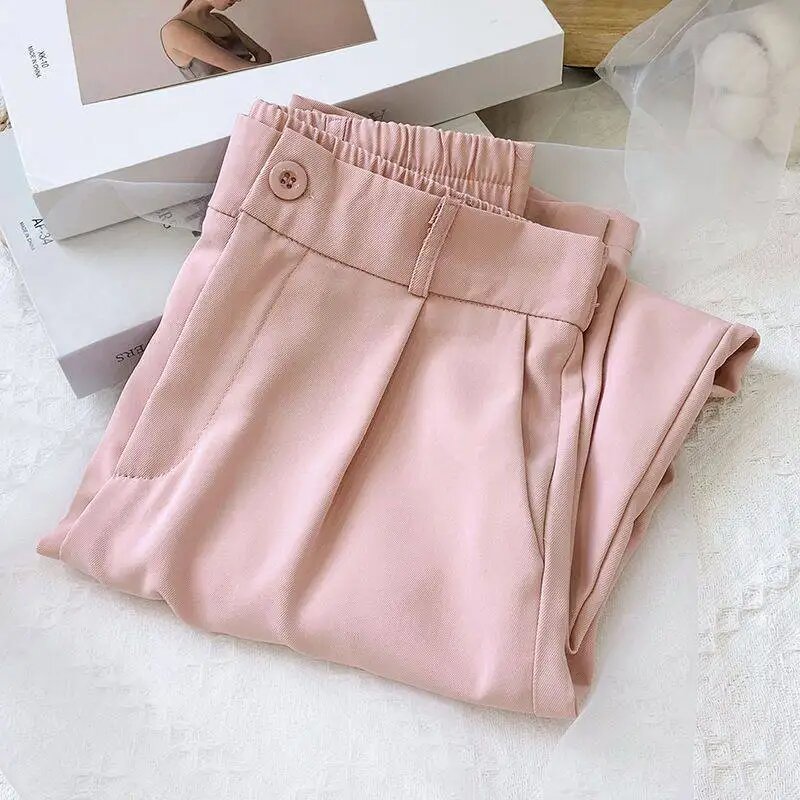 Женские костюмные брюки LBP-BAIPING из хлопка Розовый, S, Pink