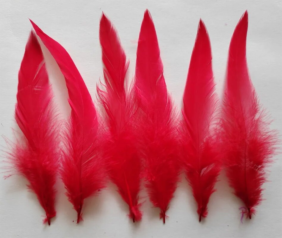 Розовые перья для рукоделия, red, 15-20 см