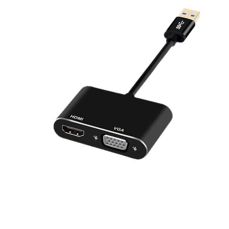 Кабель-адаптер USB3.0 на HDMI+VGA USB3.0 HD 2-в-1 конвертер USB в HDMI