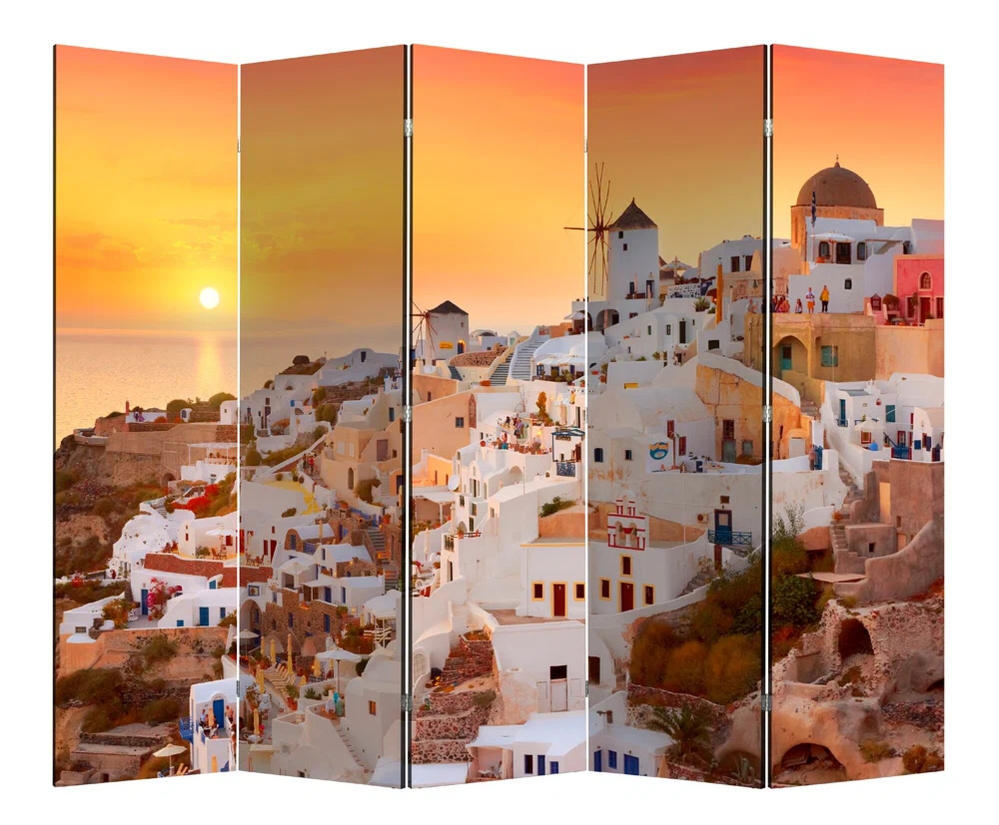 ПВХ ширма перегородка для зонирования Санторини - 5, размер 177х235/47 см