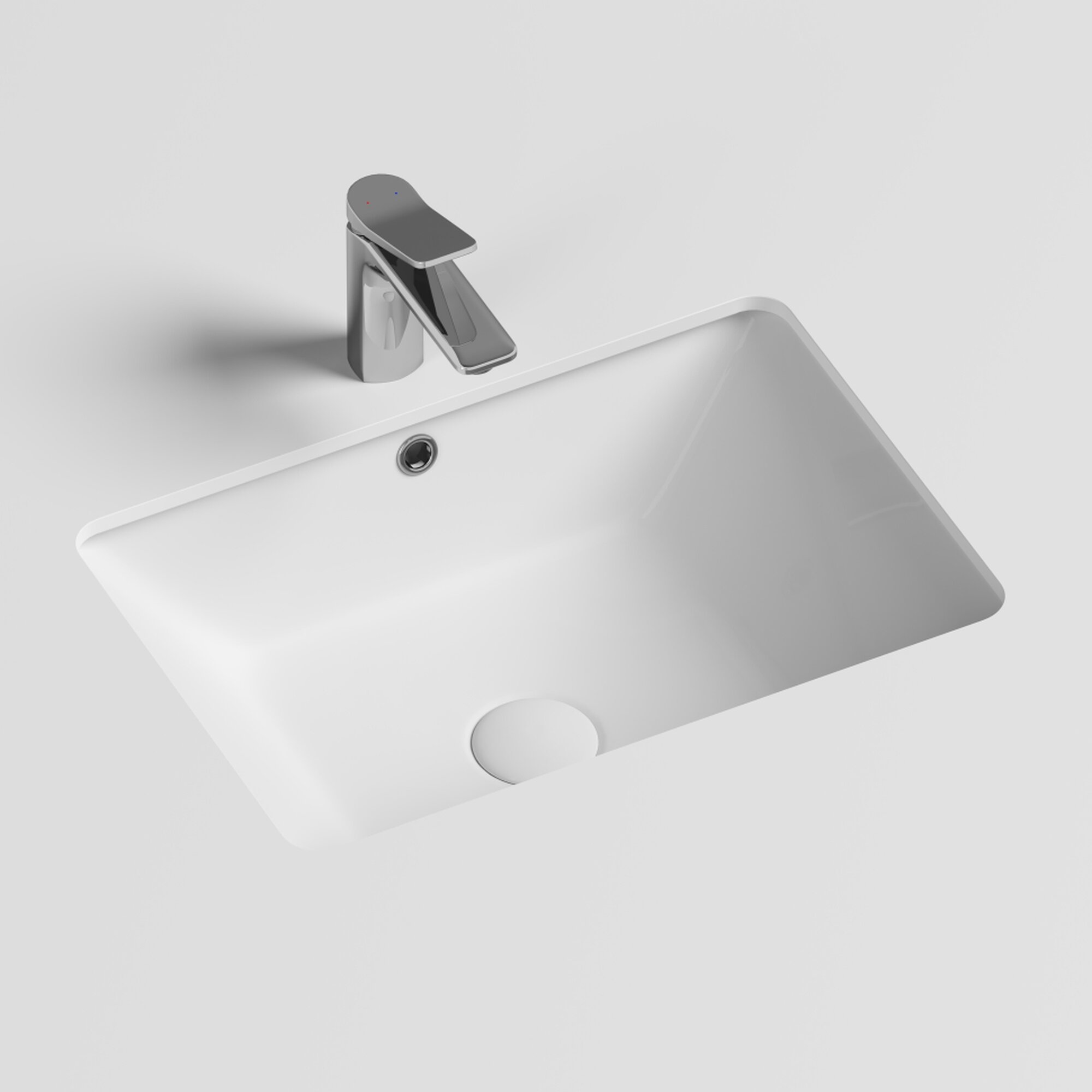 Умывальник прямоугольный встраиваемый под столешницу Element 550x400x185мм, с крепежом и шаблоном для установки