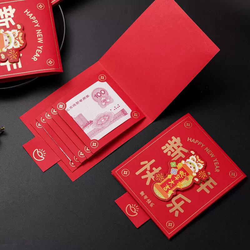 Выдвижной красный конверт 2025 года Змеи, креативный подвижный 3D складной красный конверт, новогодний денежный мешок на удачу