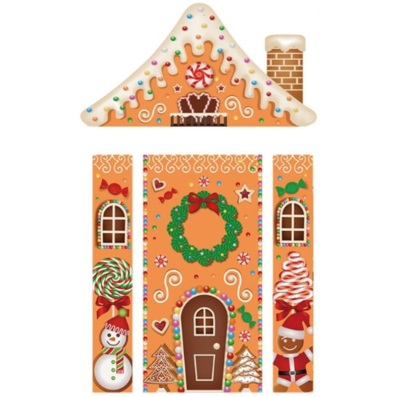 Рождественский домик из имбирного пряника, украшения для двери, баннер, C1