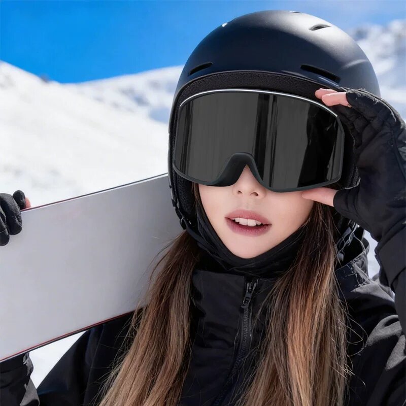 Магнитные снежные очки, цилиндрические лыжные очки с широким полем зрения, двухслойные противотуманные лыжные очки для