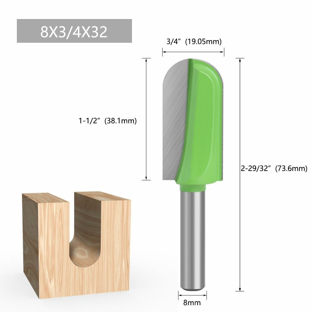 Фреза пазовая галтельная 19.05 х 38.1 мм, хвостовик 8 мм