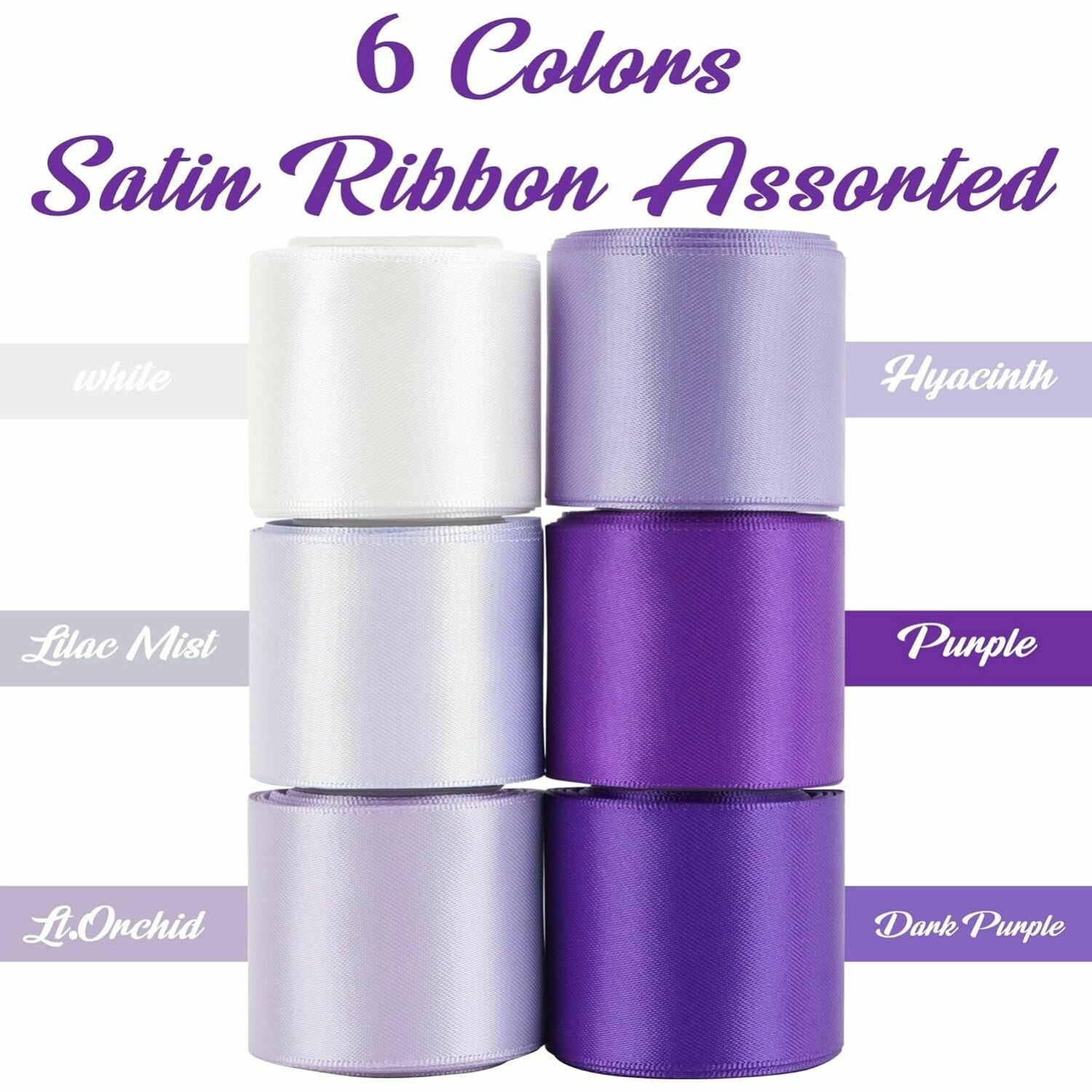 6 Рулонов 1,57 дюйма х 5 ярдов разноцветной атласной ленты для упаковки свадебных букетов цветов, подарочных бантов для волос, поделок, декора Рождественской Пасхальной вечеринки, всего 30 ярдов