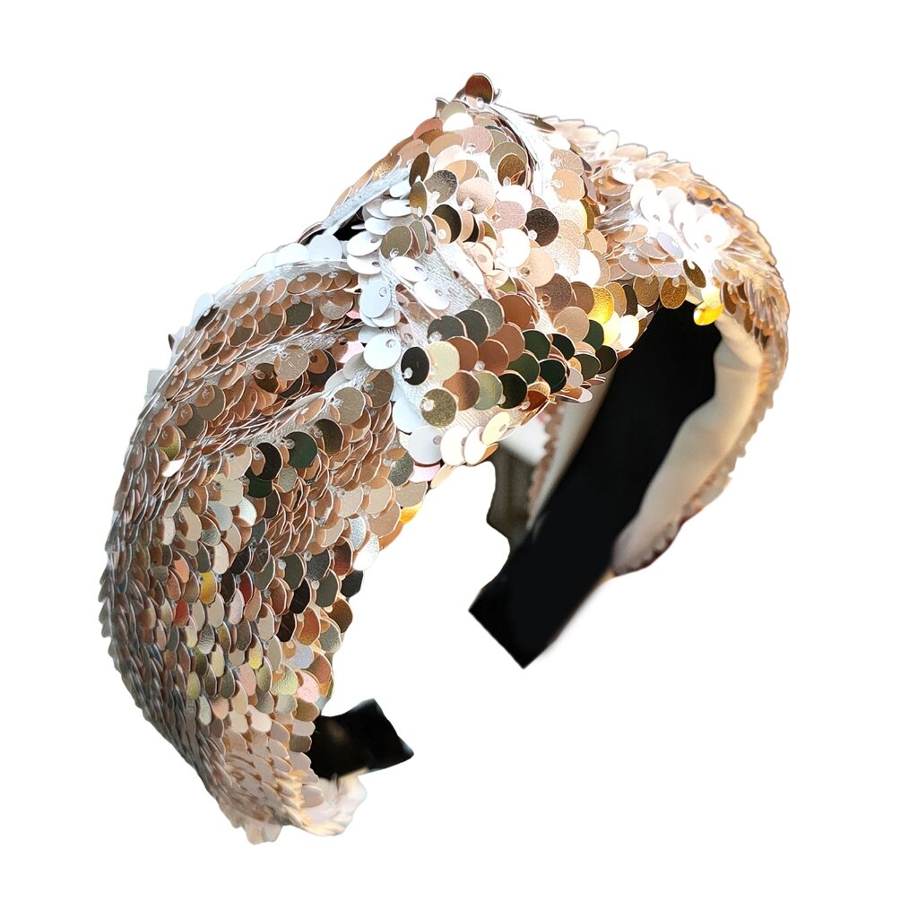 Женская эстетичная повязка на голову с блестками, украшенная узлом, широкий тюрбан для праздничной вечеринки