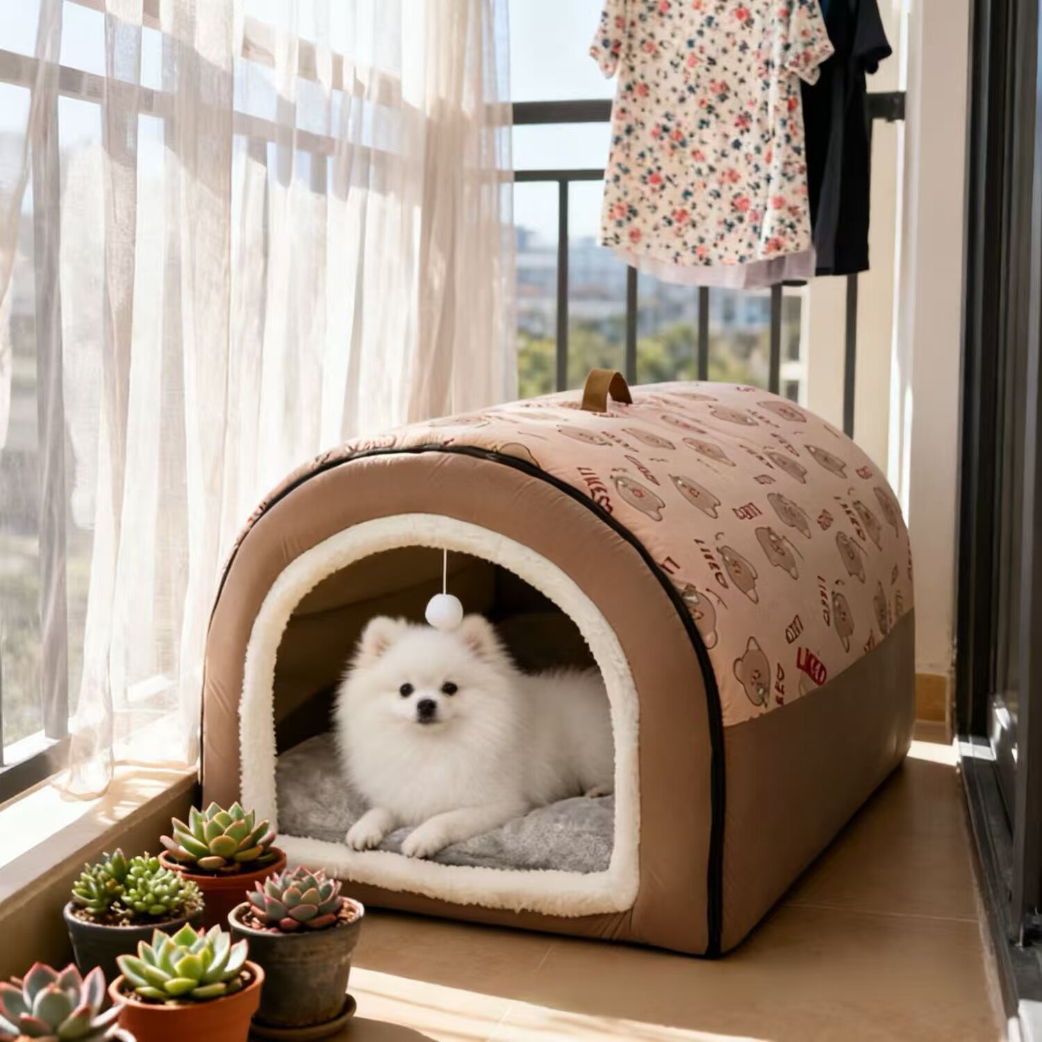 Домик для собак мелких пород и кошек мягки, лежанка для собак