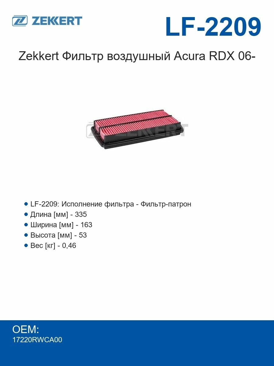 Zekkert Фильтр воздушный Acura RDX 06-