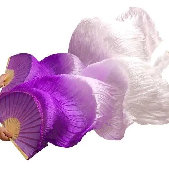 Веер-вейл для танцев 2 шт 57см х 1,5м №3, сиреневый+св. фиолетовый+белый