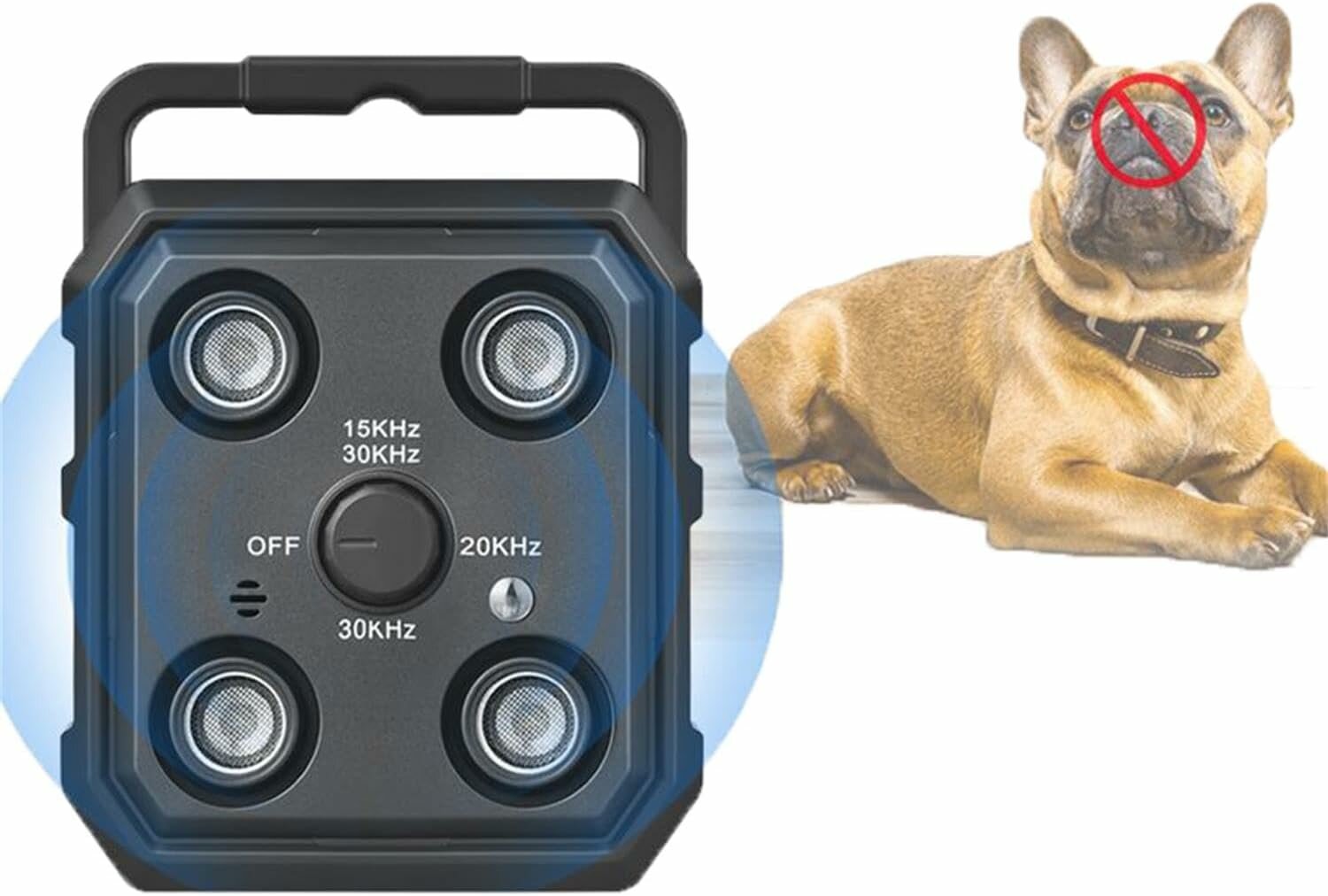 Ультразвуковой отпугиватель собак Антилай, 4x излучателя, 3 режима работы, контроль лая для дома и улицы, бесшумный свисток для дрессировки