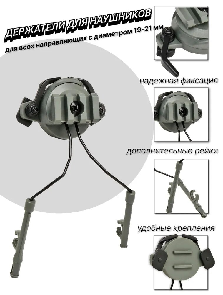 Крепления для активных наушников для стрельбы на шлем