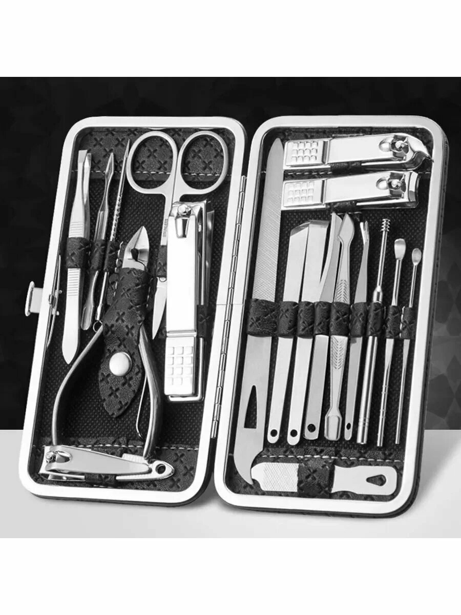 Набор для маникюра, медицинская сталь, подарочная упаковка, 19 предметов