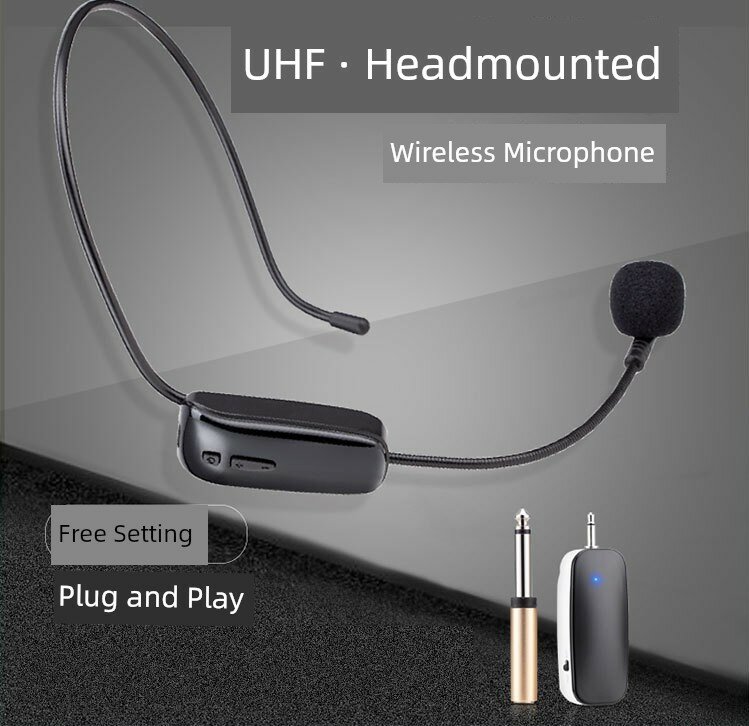 UHF беспроводная микрофонная гарнитура для учителей, наружное использование, компактный дизайн, надежная передача