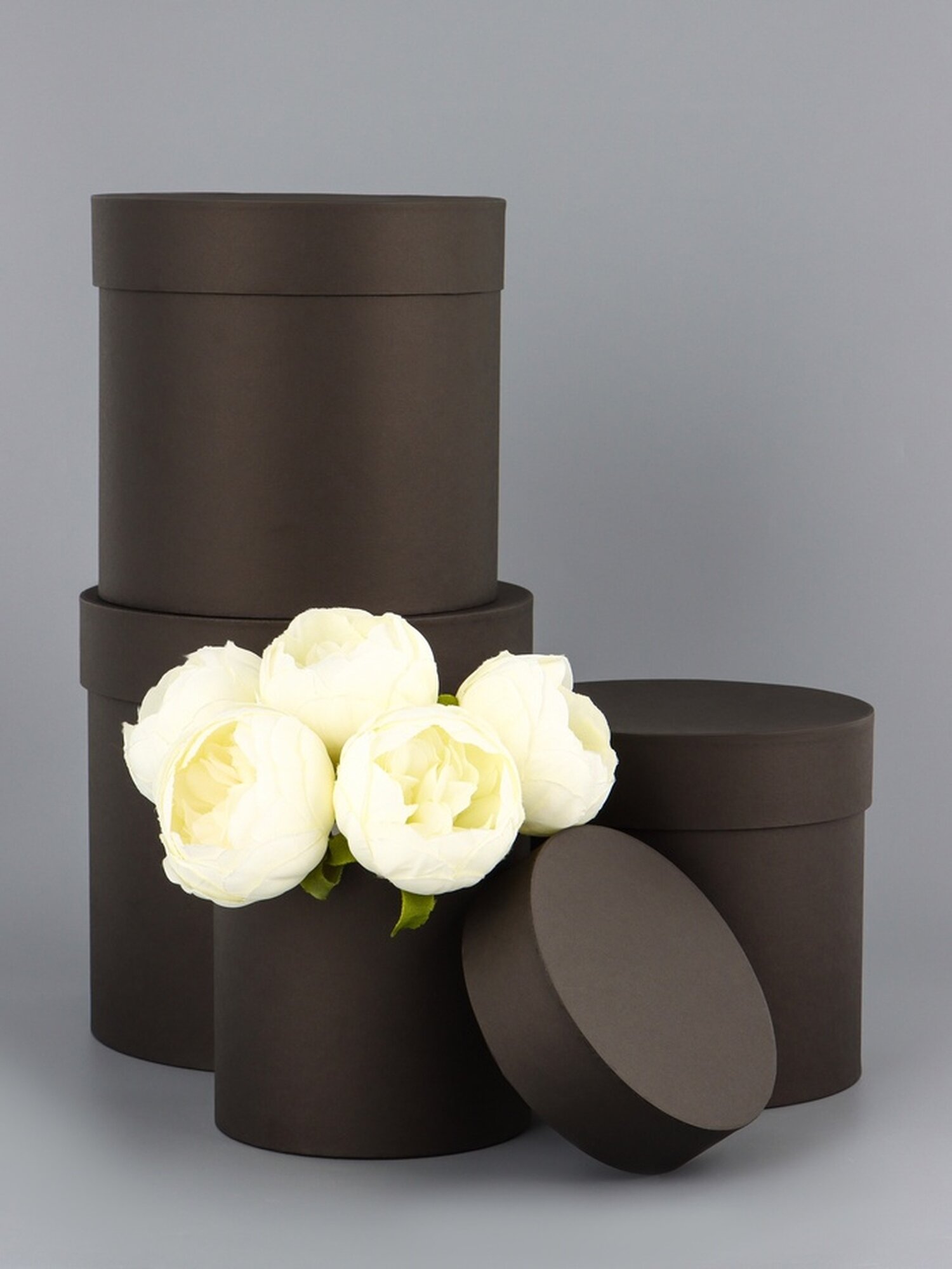 Набор круглых коробок 4 в 1 "Краски", черный, 20 х 20 - 13 х 13 см 10963578