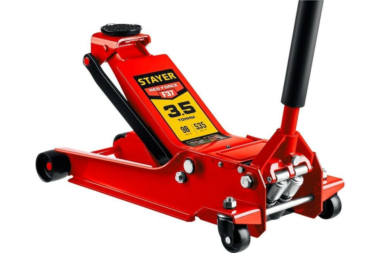 STAYER F-37 3.5т 98-535мм подкатной домкрат универсальный для СТО, RED FORCE