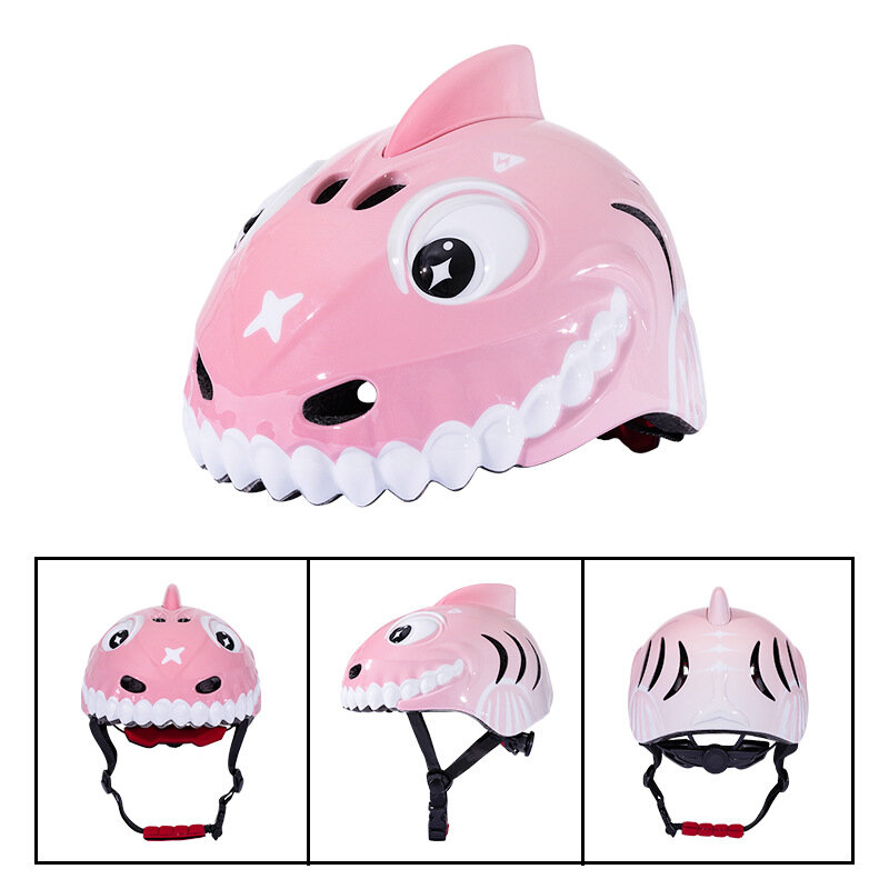 Новый детский шлем с мультяшным акулой для велосипеда, самоката, роликовых коньков, шлем для балансировочного велосипеда