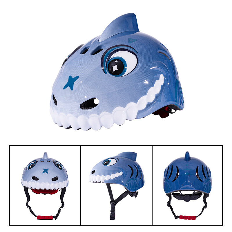 Новый детский шлем с мультяшным акулой для велосипеда, самоката, роликовых коньков, шлем для балансировочного велосипеда