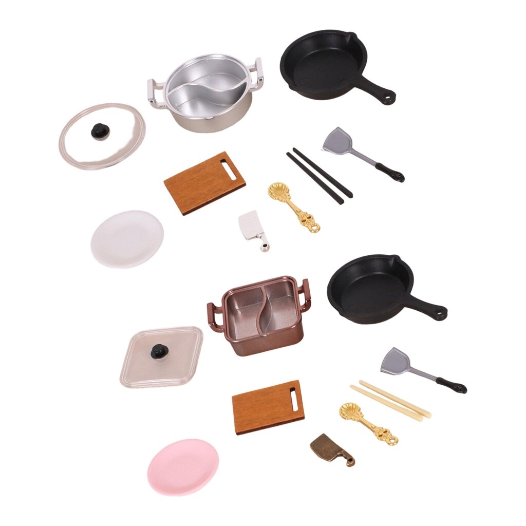 Подробный масштаб 1/12, миниатюрный кухонный набор посуды для горячего горшка с пластиковой смолой, деревом и сплавами, материалы для кукольных домиков