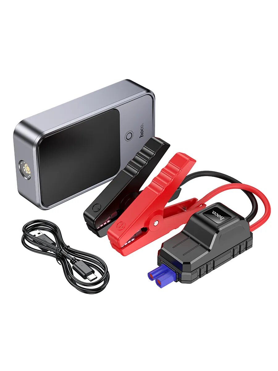 Внешний аккумулятор пуско-зарядное устройство (бустер) Hoco QS7, 10000mAh 37Wh с крокодилами, черный