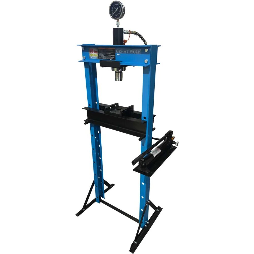 Пресс гидравлический Great Wolf 20 т GW-0920 профессиональный напольный с ручным приводом и встроенным манометром