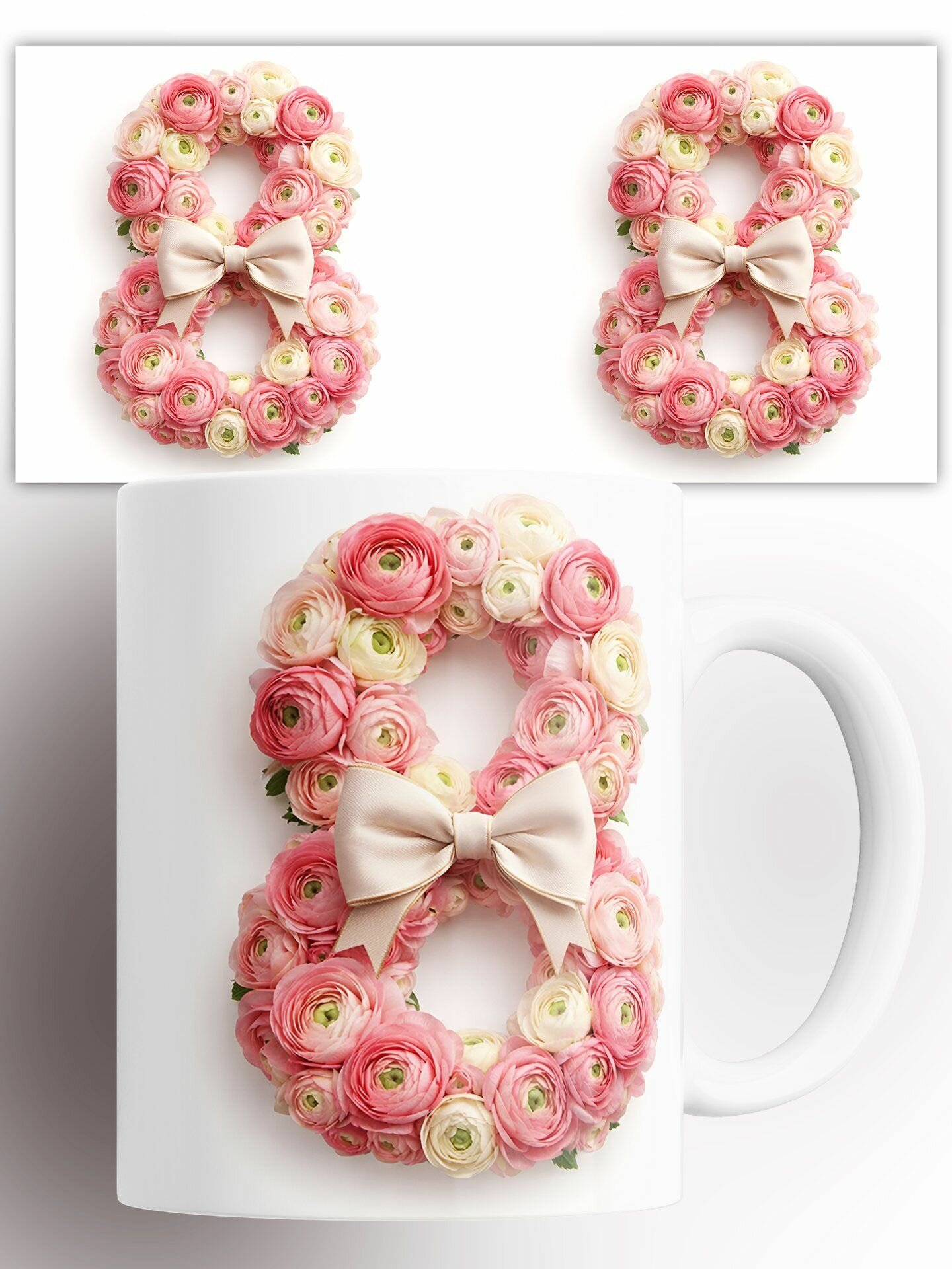 Кружка 8 Марта цветы 330 мл