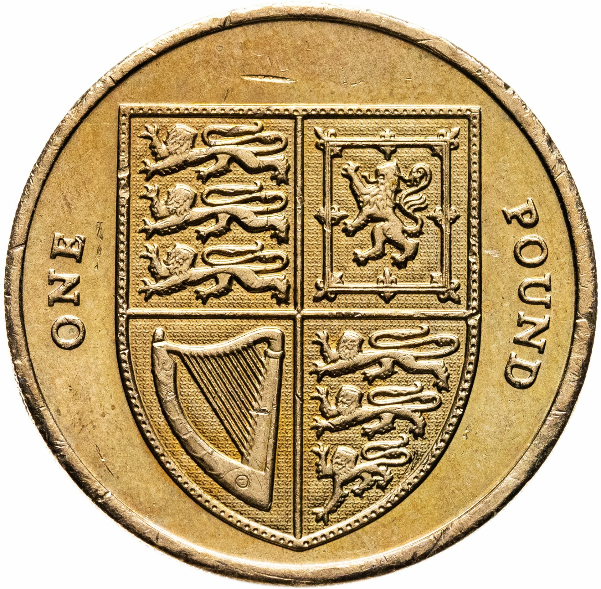 Великобритания 1 фунт pound 2011, Латунь, в сохранности AU