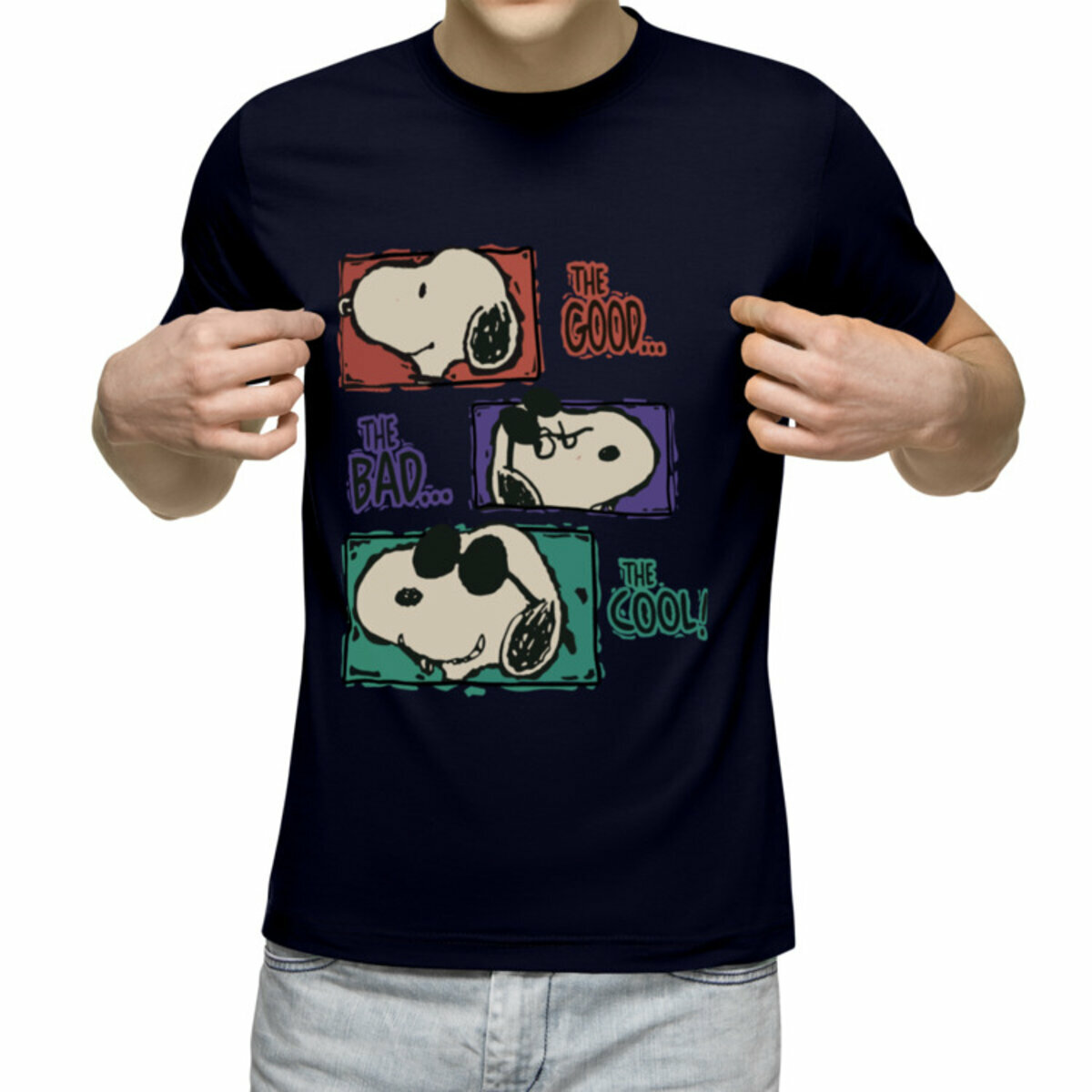 Мужская футболка «Снупи-Snoopy» (темно-синий, L)