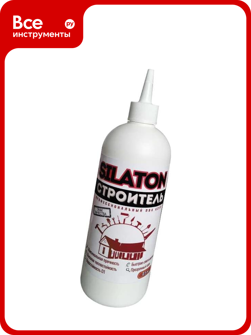 Клей SILATON ПВА Строитель, для дерева и строительных работ, 0.5 кг PVAD1/05