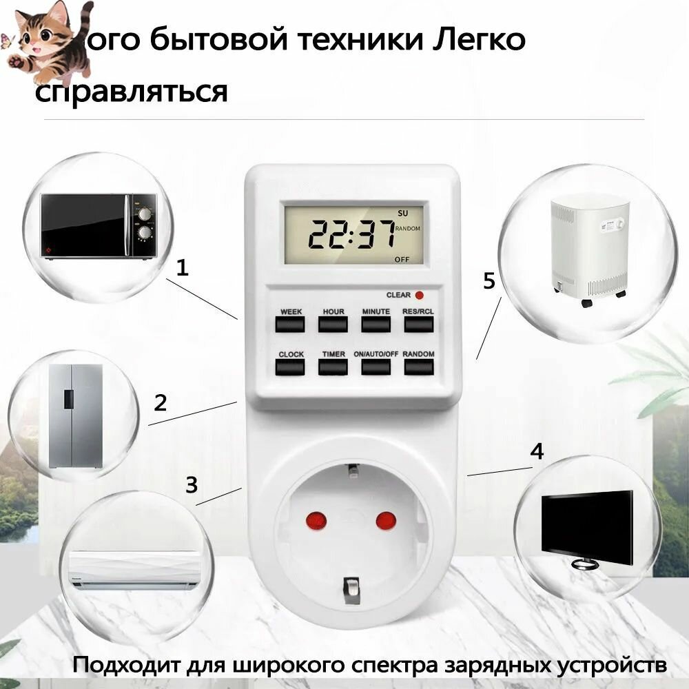 Умная розетка с таймером, электронный программируемый таймер для включения и выключения электроприборов.