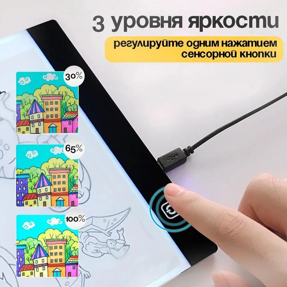 Светодиодный планшет для рисования A4 для копирования с подсветкой и защитой глаз, питание от USB, 3 режима — фото 1
