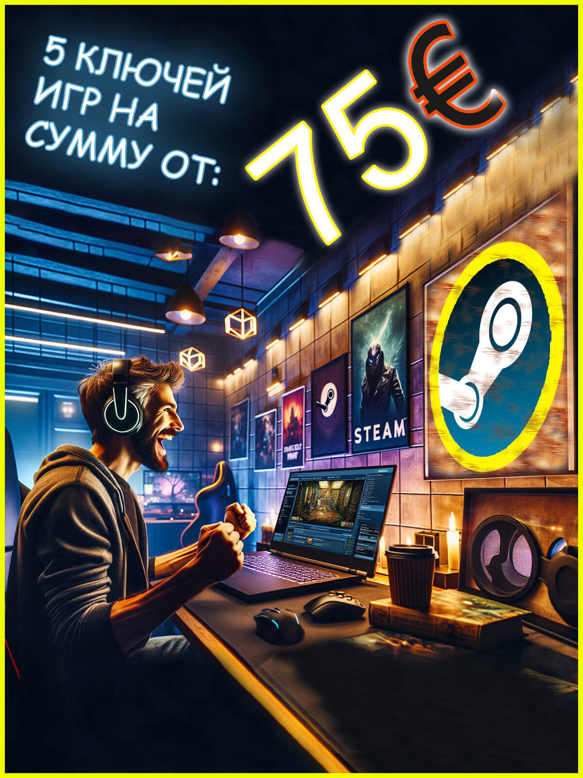 Steam 5 Ключей ПК Игр на сумму от 75 евро / Окупаемость / РФ+весь МИР(Global) / Стим Game Key PC
