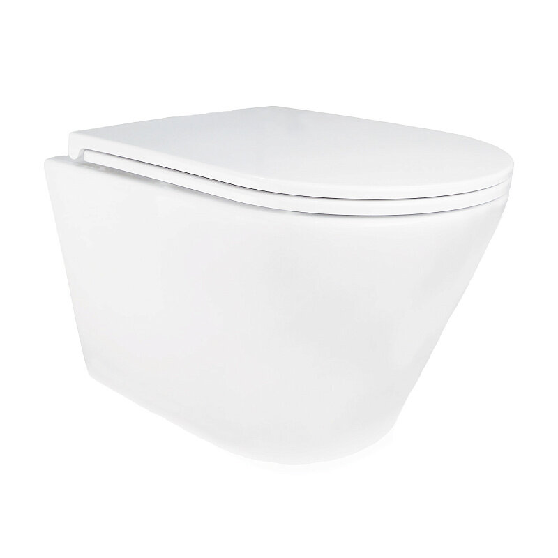 Унитаз подвесной Azario SONGO AZ-5180T-WHT белый, безободковый, с крышкой микролифт, слив торнадо
