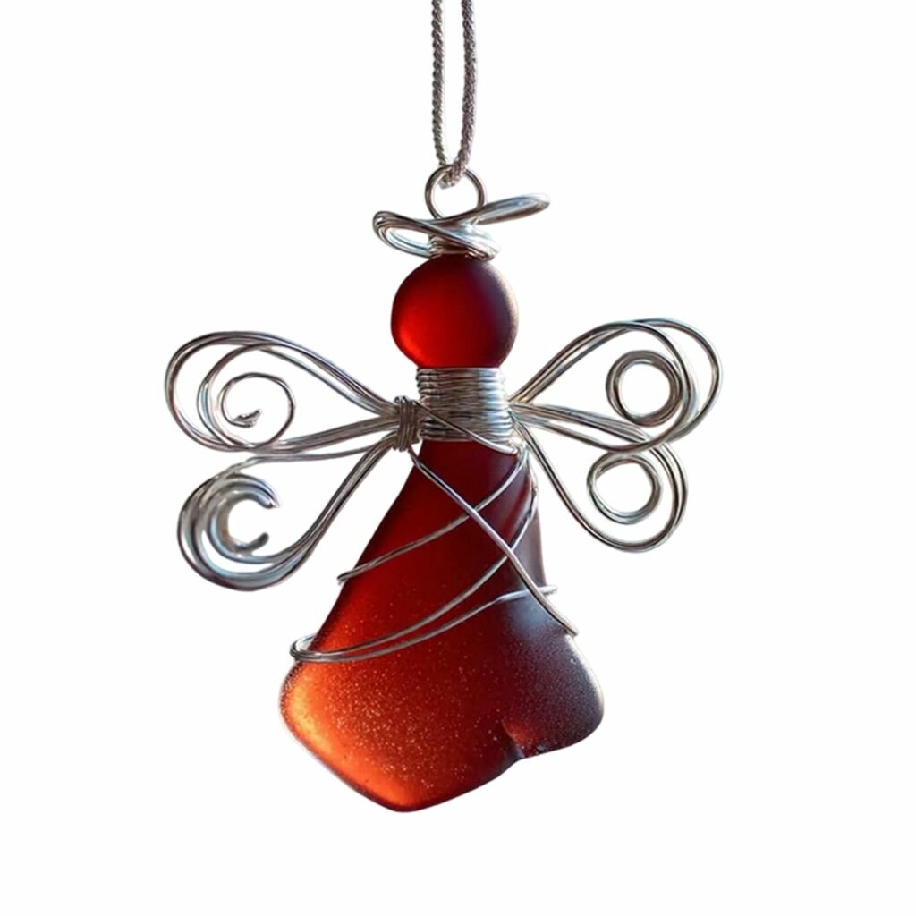 Подвеска В Виде Ангела Из Морского Стекла-Красный
