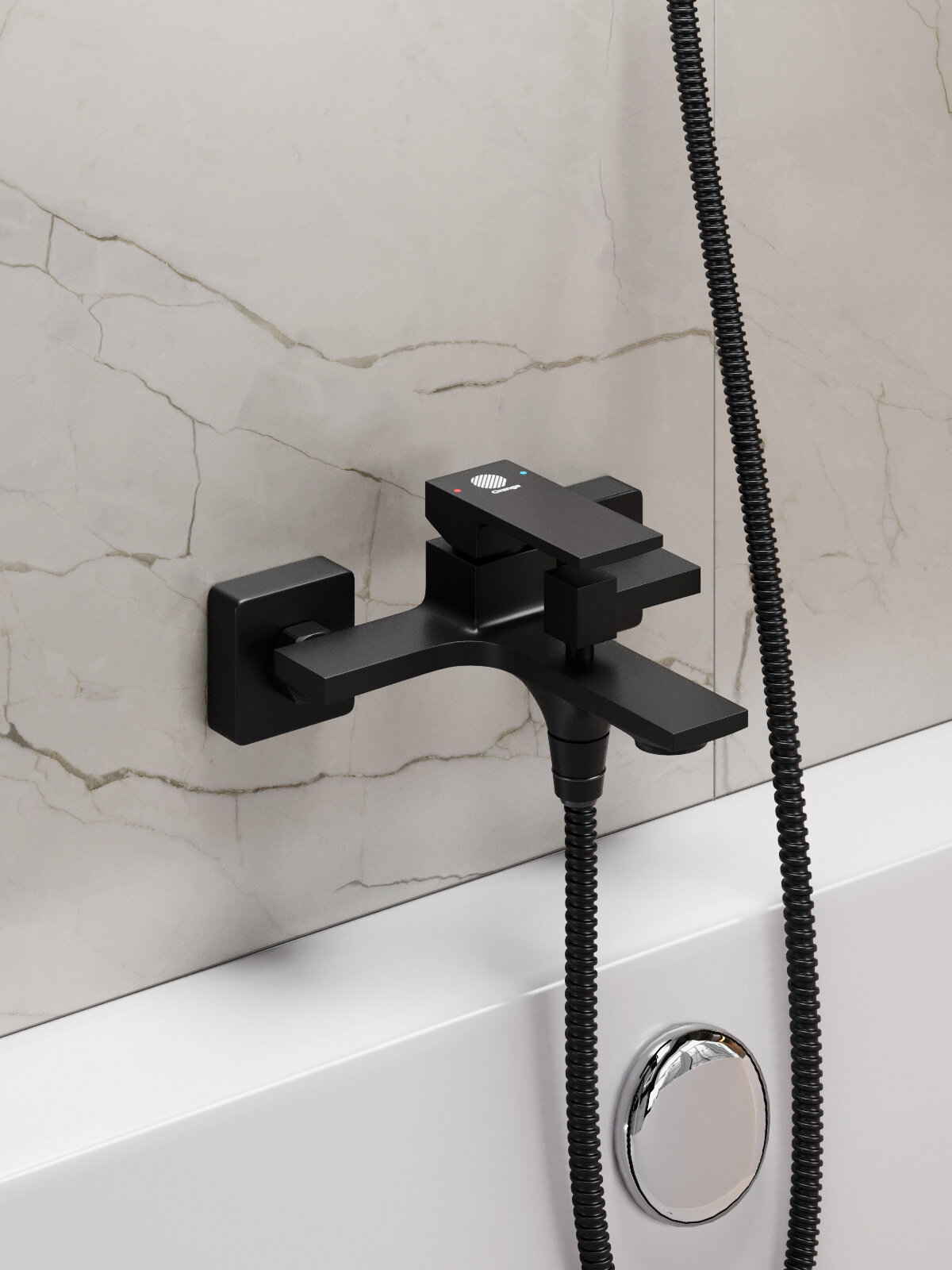 Смеситель для ванны/душа однорычажный Orange Lutz M04-100b матовый черный