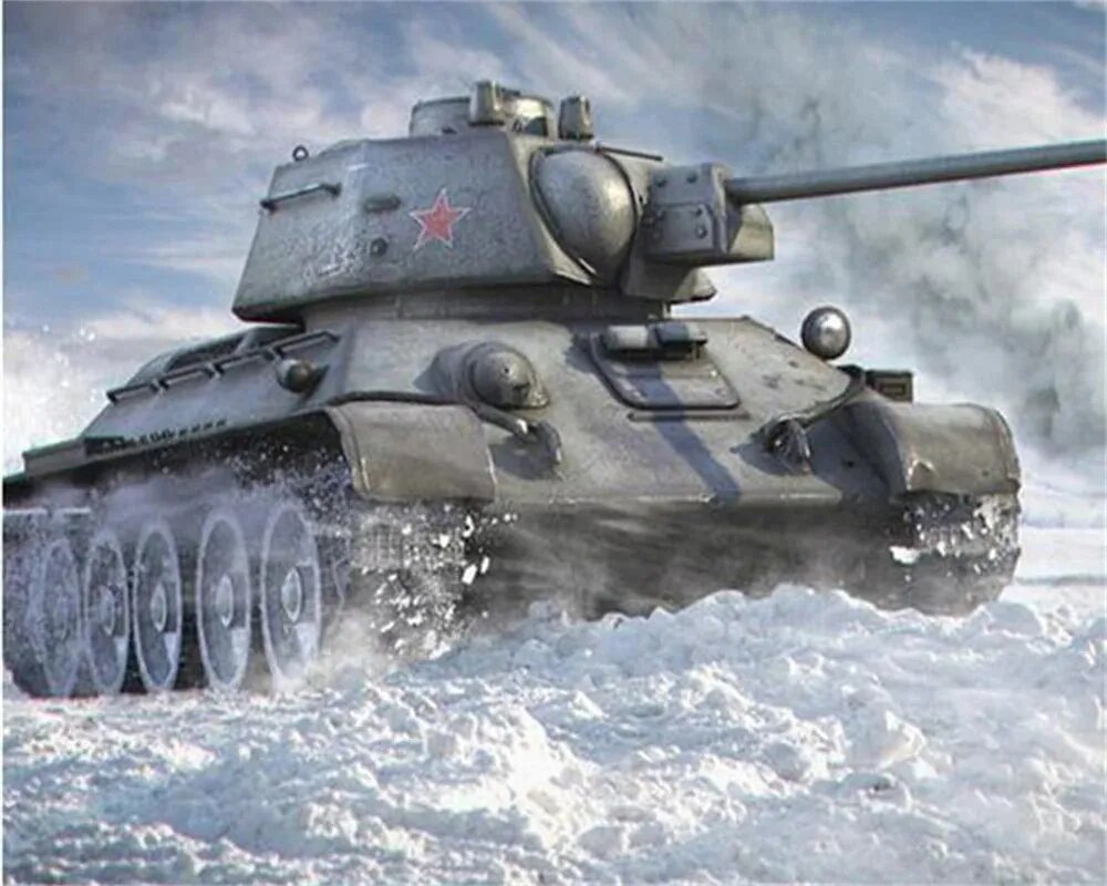 Алмазная Мозаика "Танки Ворлд Оф Танк" 40х50 См Алмазная Вышивка / Картина Стразами Подарков / Украшения