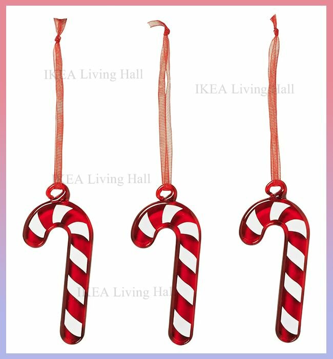 IKEA Елочный шар 4 см красный, белый 3 шт.