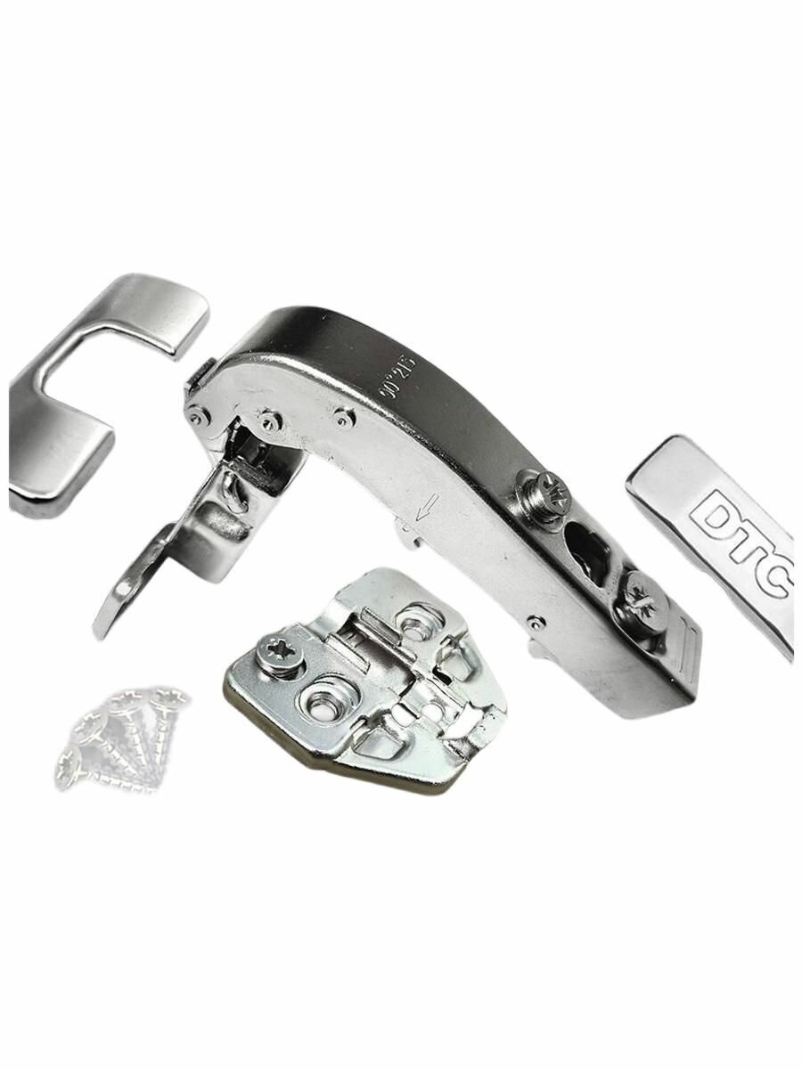 Мебельная петля с доводчиком накладная 110° чашка 35 мм глубина 10 мм для кухонных шкафов фасадов, 16-24 мм и пенал