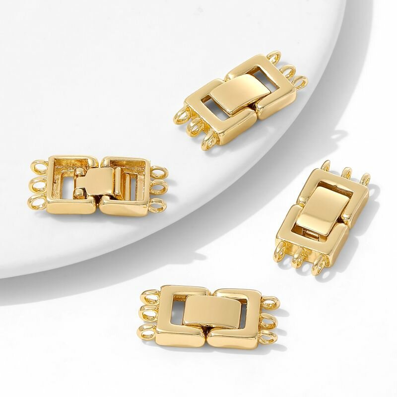 Застежки замки для браслетов, застежки для бус,2 шт, Размер:23,2х7мм/25,5х11,2мм, для бижутерии фурнитура, латунь, позолота 18K