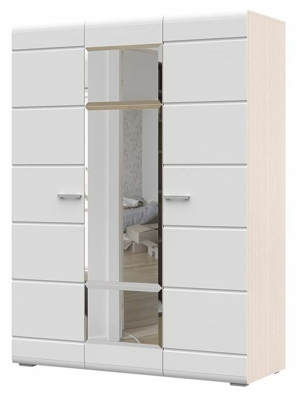 Шкаф трехстворчатый распашной с полками и штангой, гардероб в детскую 150х200х57 см Симба