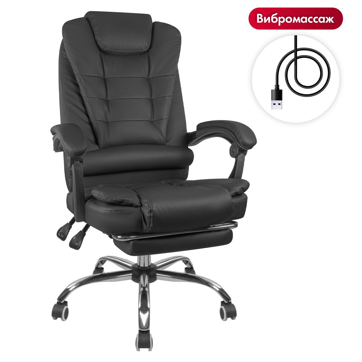 Кресло руководителя Ergozen Prestige с вибромассажем черный