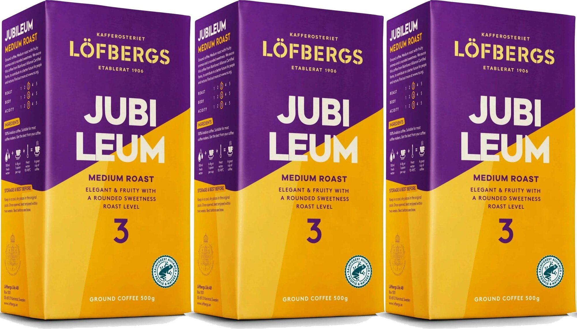 Кофе молотый Lofsbergs Jubileum Medium Roast (Швеция) 500 гр. х 3 шт.