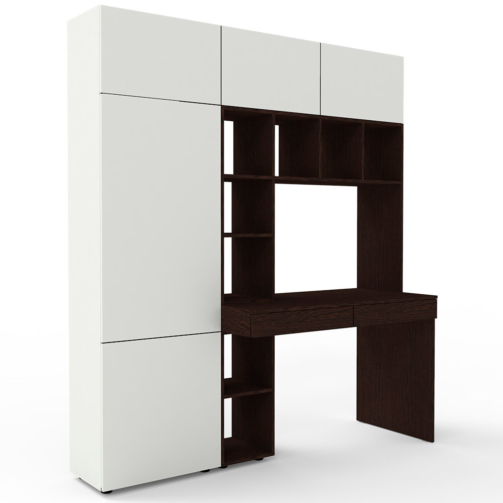 Стол письменный со стеллажом и шкафом 1800 Венге Белый