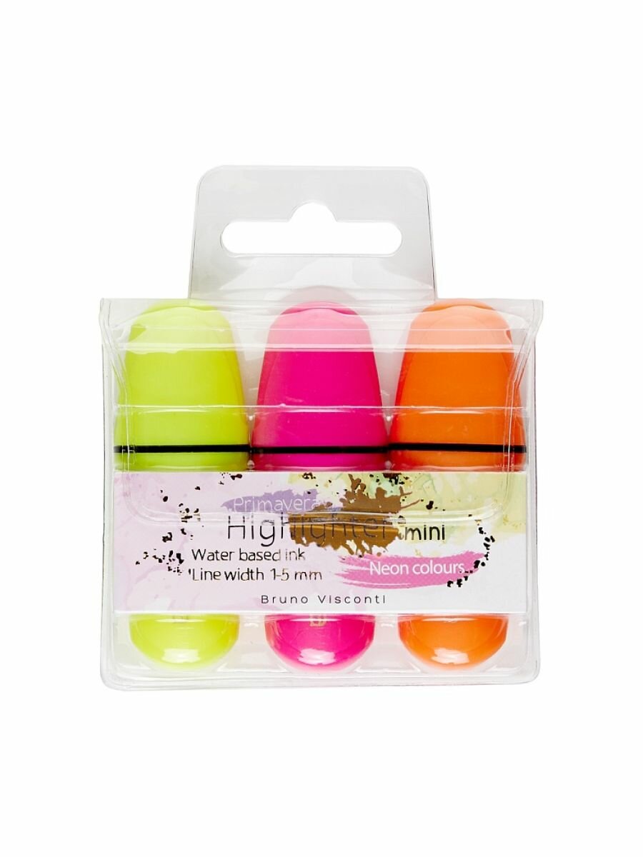Набор текстовыделителей Bruno Visconti Primavera Mini, классические 3 цвета, 1-5мм