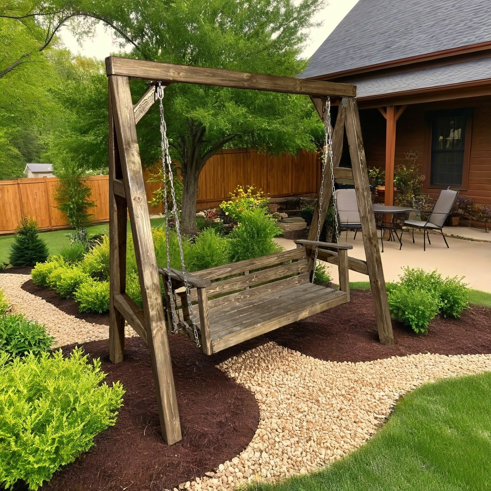 Качели садовые двухместные из массива "Гармония"