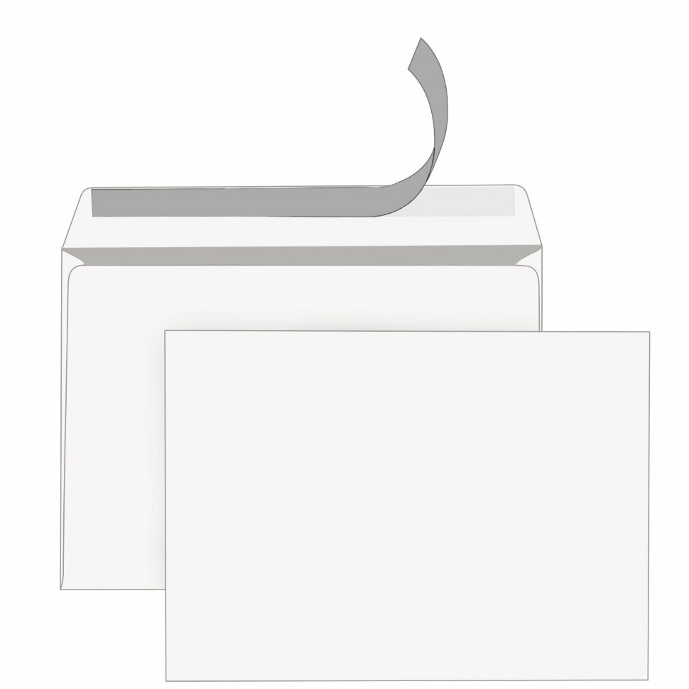 Конверты С4 (229х324 мм), отрывная лента, 80 г/м2, комплект 50 шт, внутренняя запечатка, STAFF, 118668, 118668