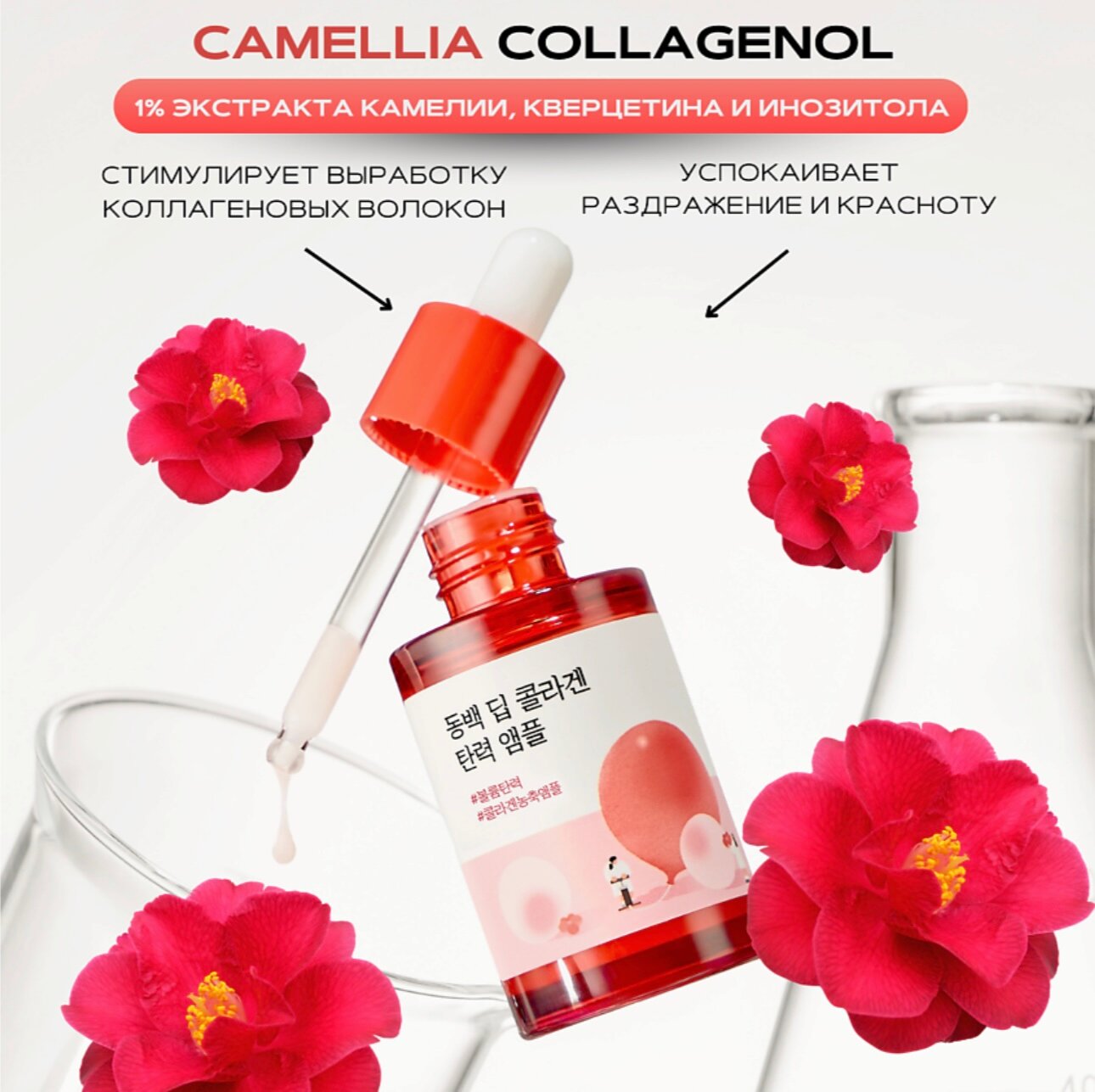 Укрепляющая коллагеновая сыворотка с камелией Round Lab Camellia Deep Collagen Firming Ampoule
