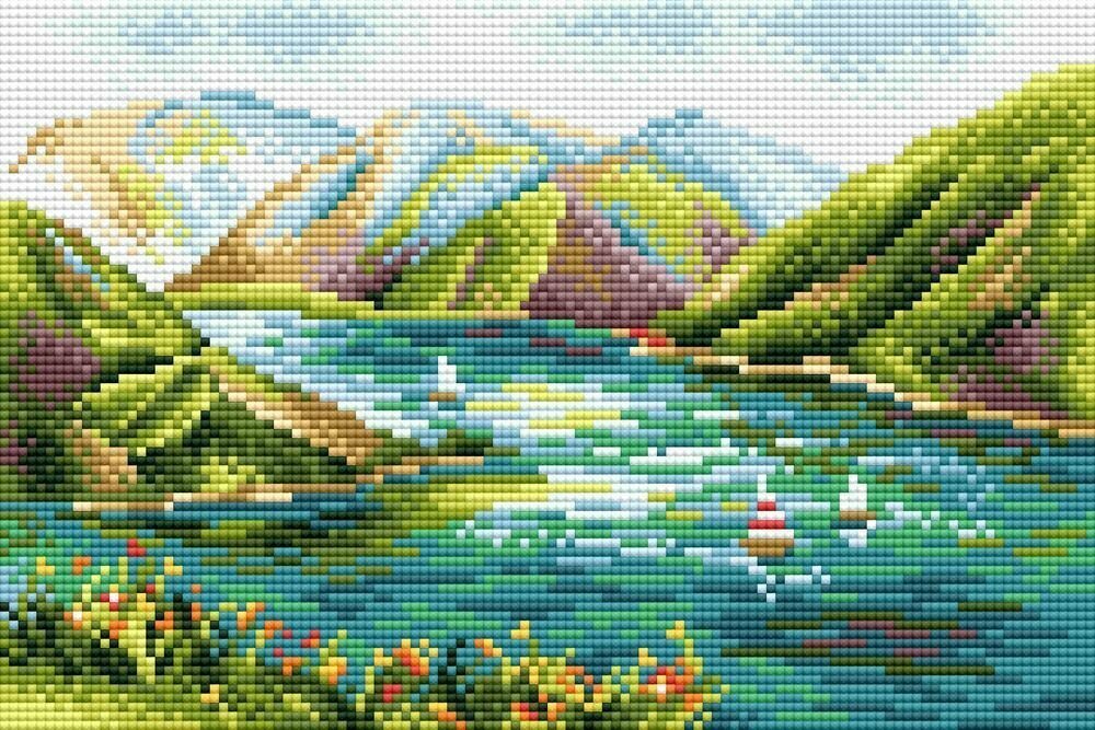 Алмазная мозаика Brilliart "Озеро Кезенойам", 20x30 см Реки Лес Горы Природа